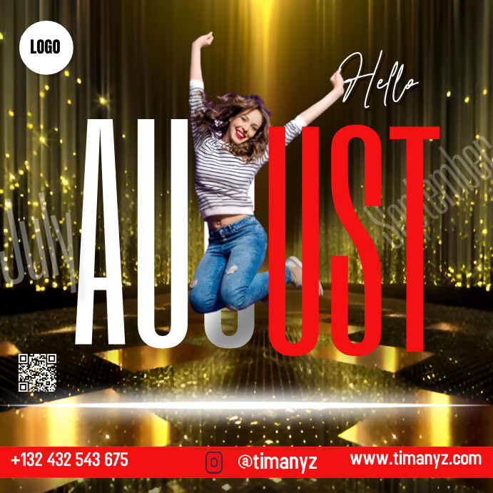 Gold Vintage Hello August New Month Template เทมเพลต | PosterMyWall