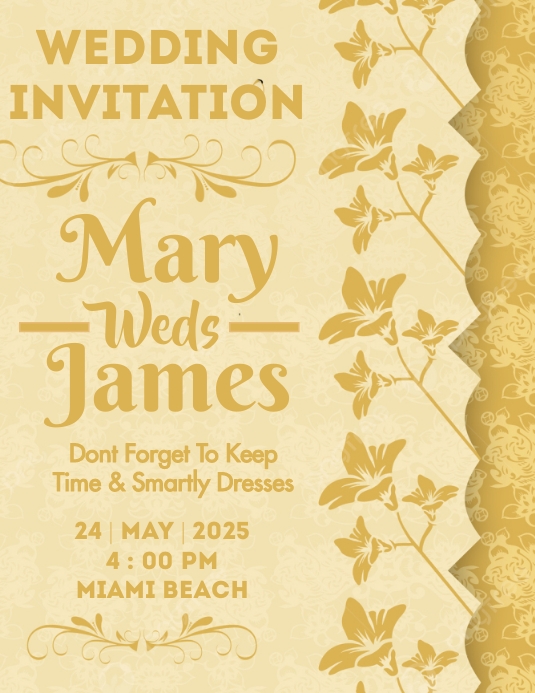 gold wedding card Template | PosterMyWall