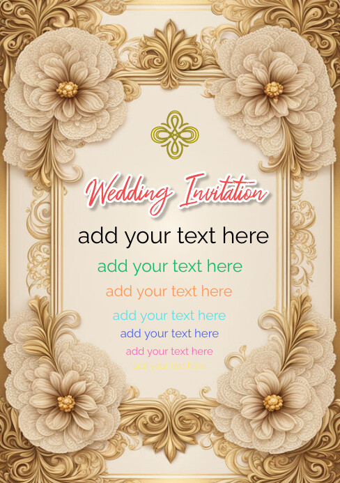 Gold Wedding Card Template | PosterMyWall