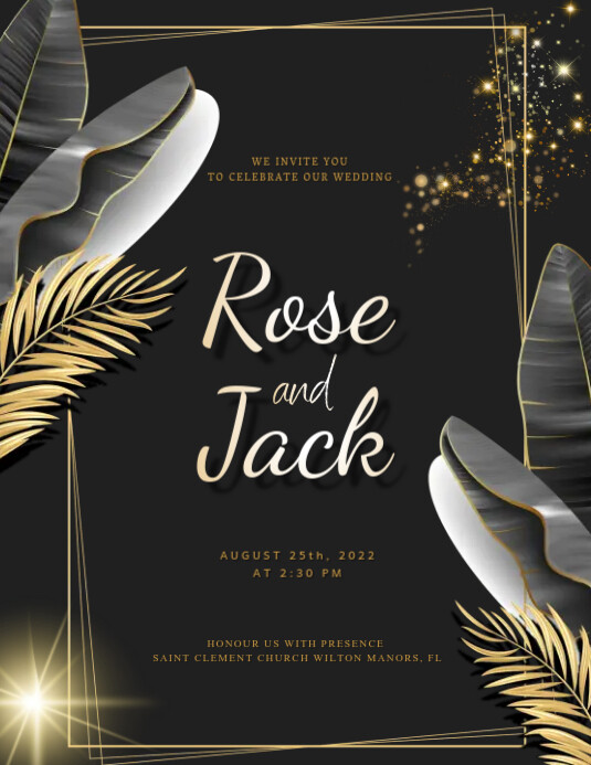 Gold Wedding Invitation Flyers Template | PosterMyWall