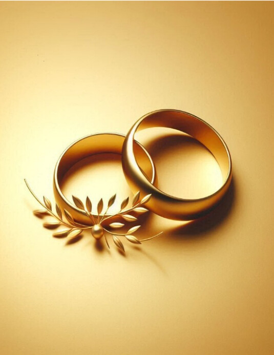 Gold wedding rings on a gold background flyer Template | PosterMyWall