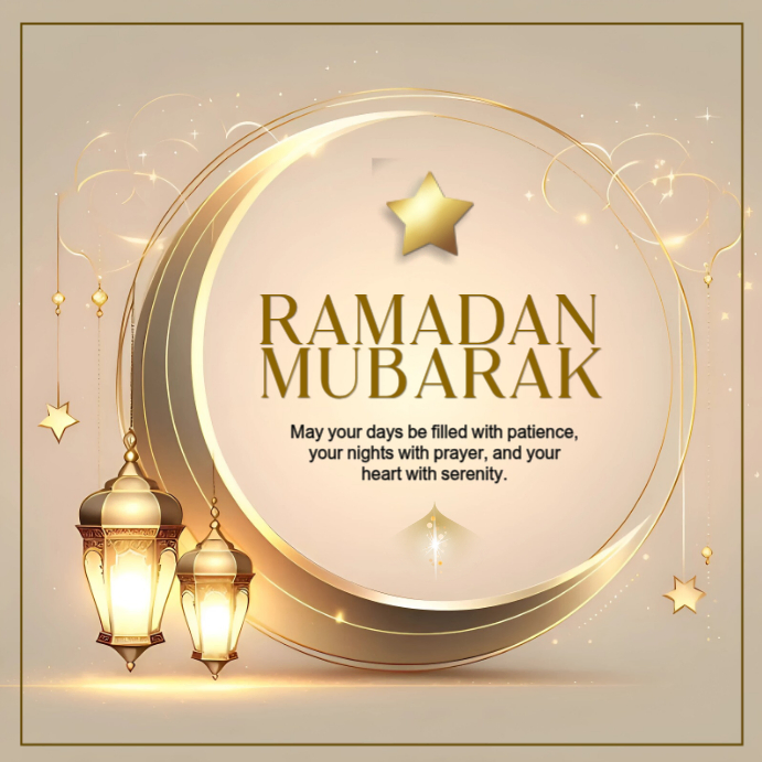 Golden 3d Ramadan Mubarak Greeting Square (1:1) Template | PosterMyWall