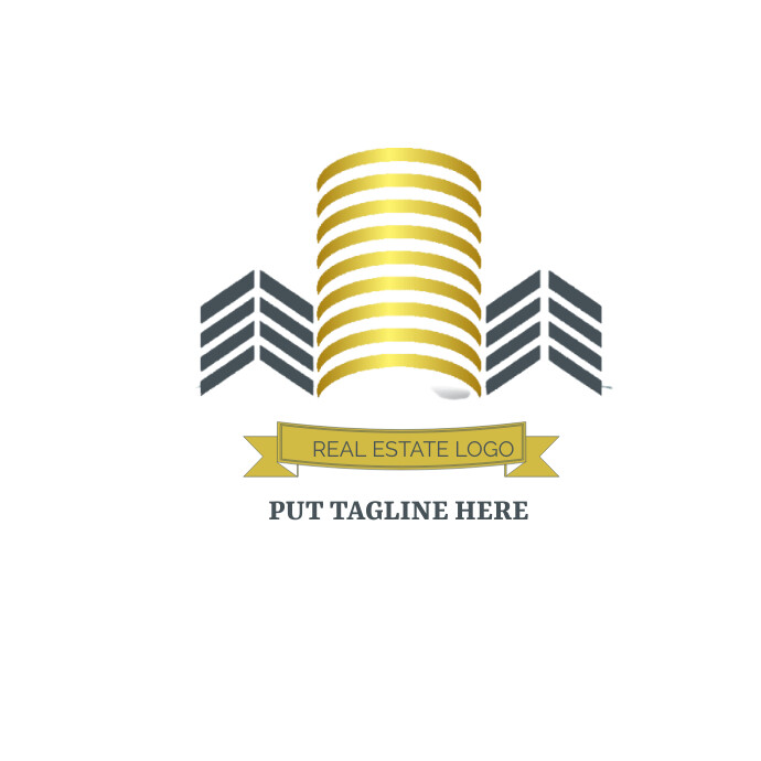 golden and blue real estate business Template | PosterMyWall