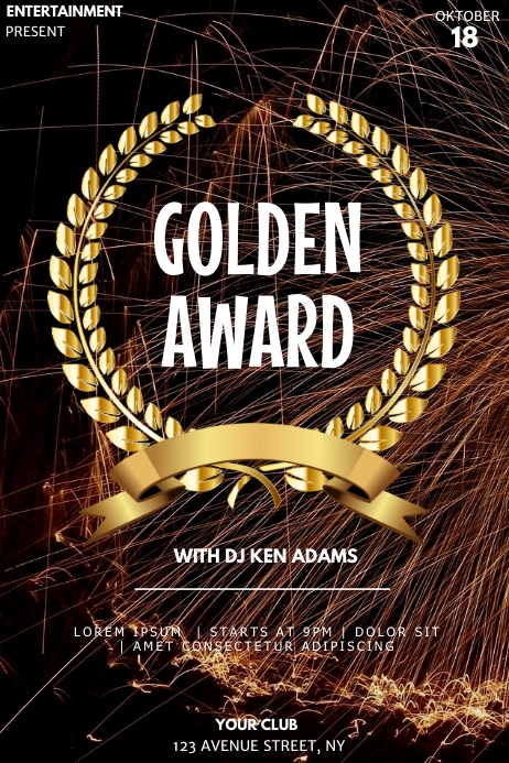 Golden award event party flyer template | PosterMyWall
