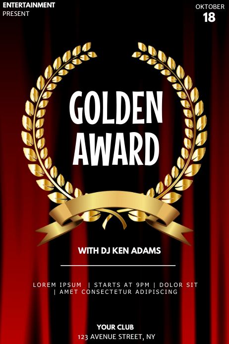 Copy of golden award event party flyer template | PosterMyWall