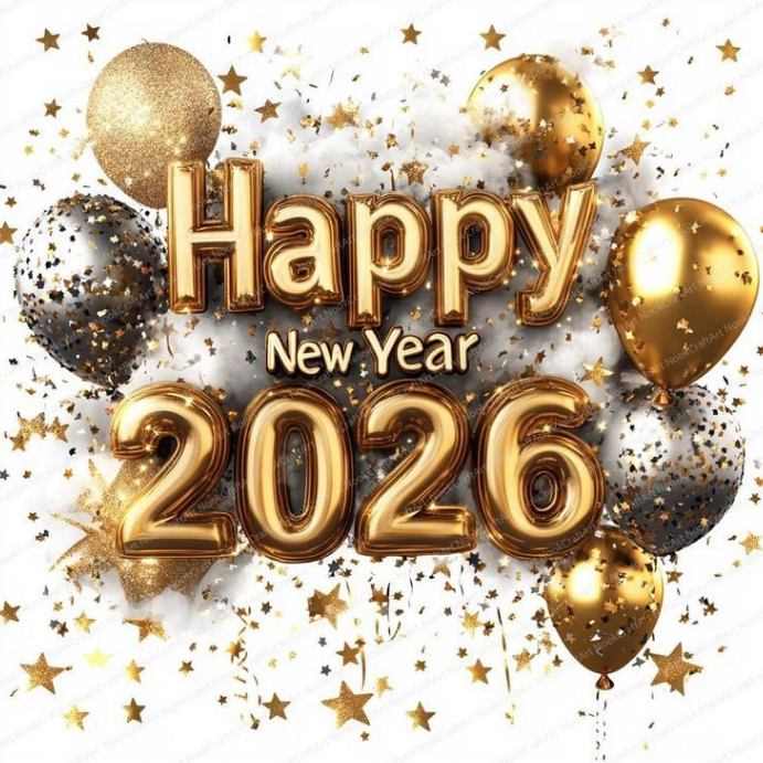 Golden Balloon - Happy New Year 2026 Template | PosterMyWall