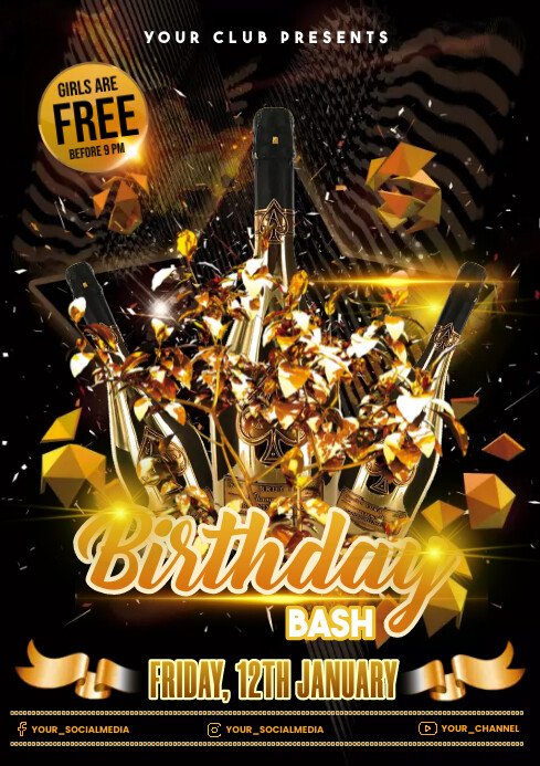 Copy of Golden Birthday Bash Party | PosterMyWall