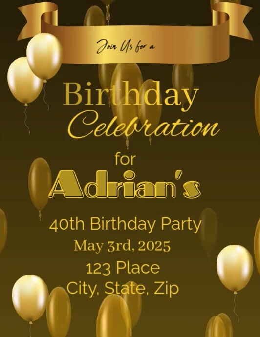 Plantilla de Golden Birthday Invitation | PosterMyWall