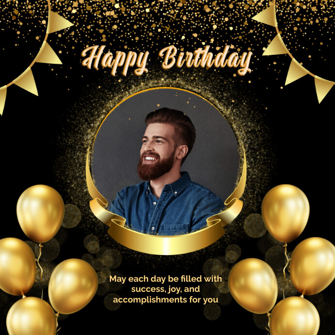 Golden Birthday Wish Instagram Post Template | PosterMyWall
