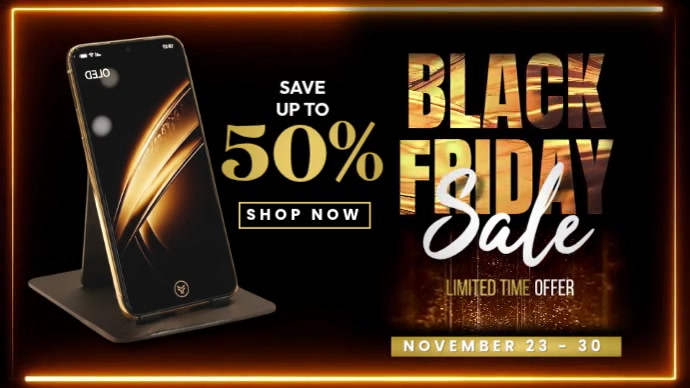 Golden Black Friday Mobile Phone Sale Template | PosterMyWall