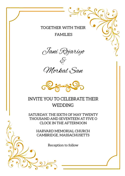 Copy of Golden border floral wedding invitation Template | PosterMyWall