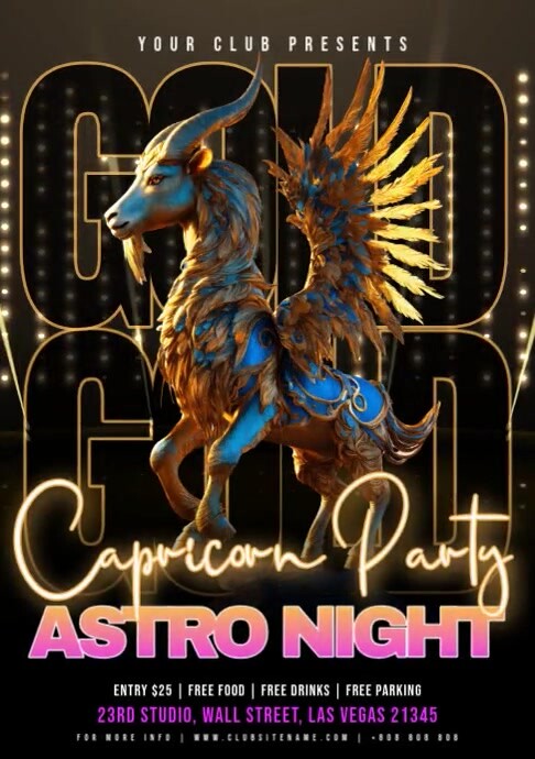 Golden Capricorn Party Astro Template | PosterMyWall