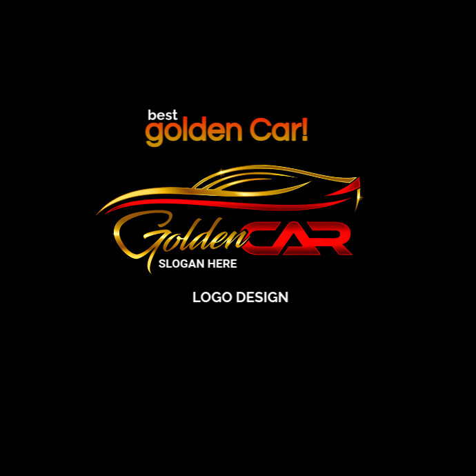 Golden Car Logo Design with Tagline Placeholder Template | PosterMyWall