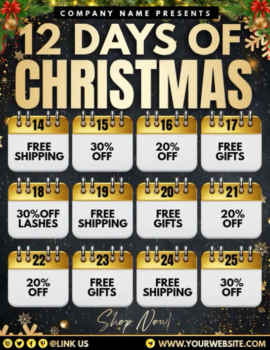 Golden Christmas Countdown Savings Event Template | PosterMyWall