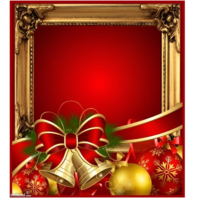 Copy of Golden Christmas Frame with Bells and Ornaments | PosterMyWall