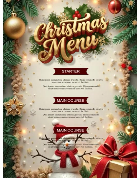 Golden Christmas Menu Card Template | PosterMyWall