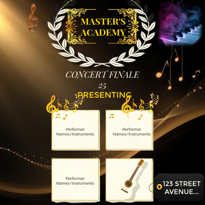 Golden Crescendo: Concert Finale Flyer Template | PosterMyWall