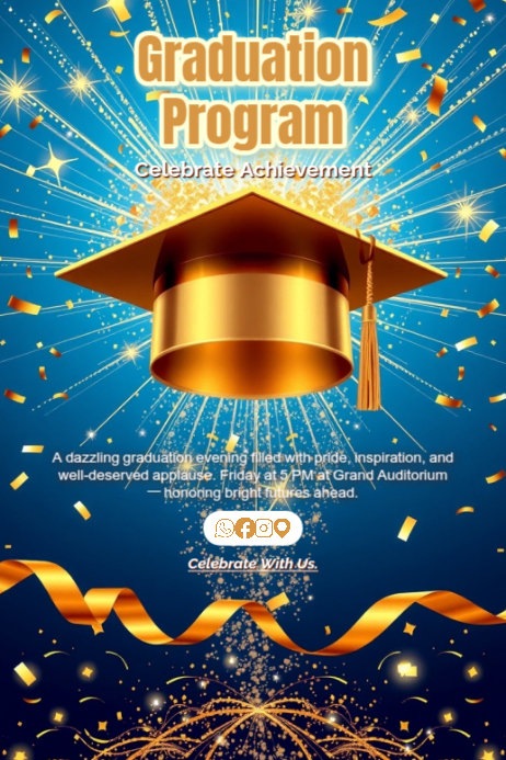 Golden Crest Triumph – Graduation Ceremony Poster Template | PosterMyWall