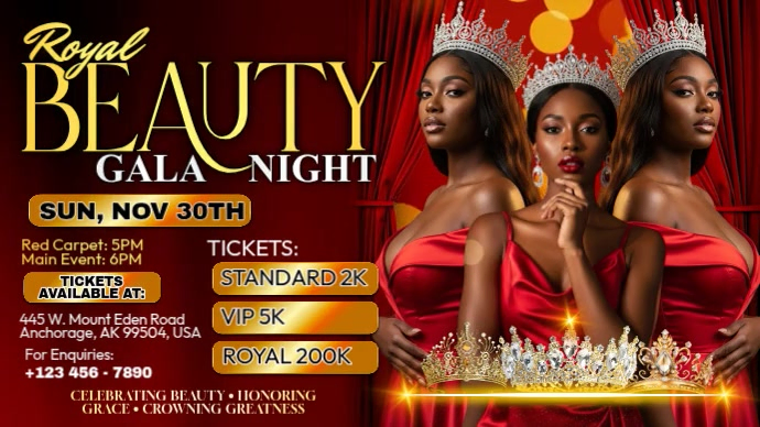 Golden Crown Glamour Night Showcase Template | PosterMyWall