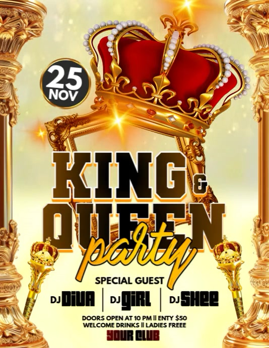 Golden Crown Night VIP Bash Template | PosterMyWall