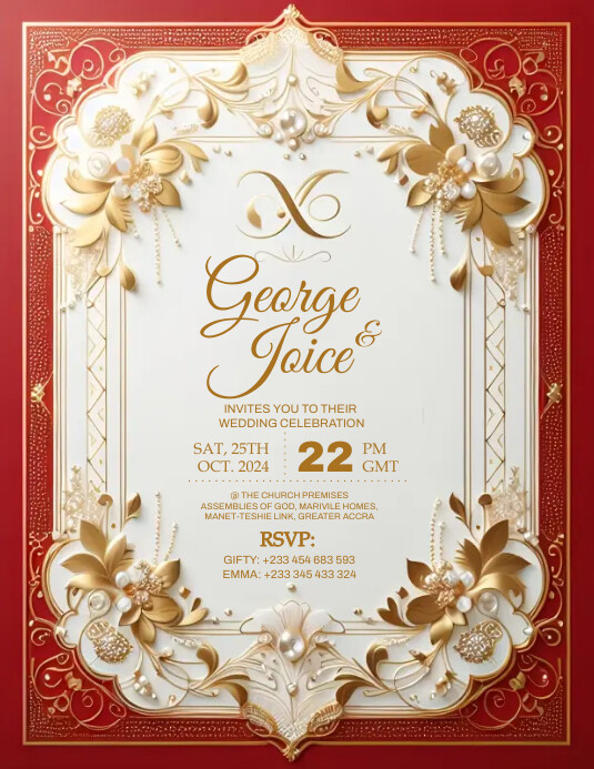 Golden Elegance Wedding Invitation Template | PosterMyWall