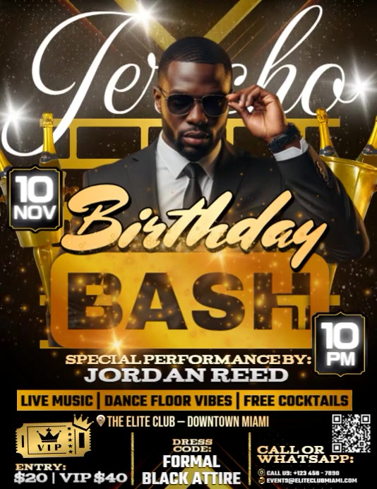 Plantilla de Golden Elite Birthday Bash Night | PosterMyWall