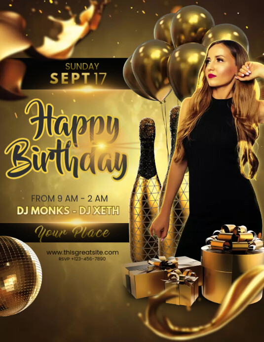 Golden Exclusive Birthday Invitation Template | PosterMyWall
