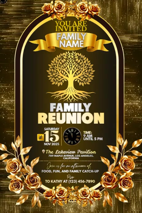 Golden Family Reunion Celebration 2025 Template | PosterMyWall