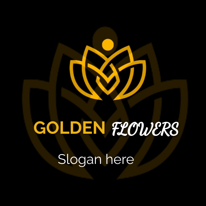 golden flower icon logo template (1) | PosterMyWall