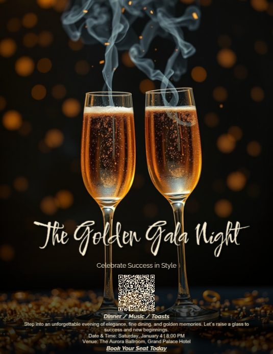 Golden Gala Night Flyer – Luxury Celebration Event Template | PosterMyWall