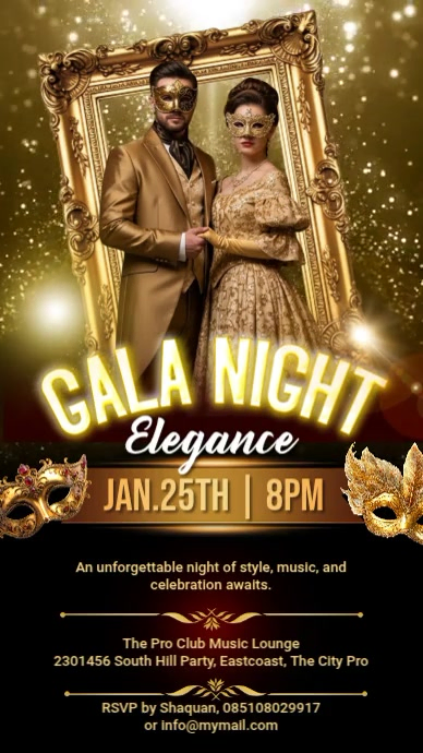 Golden Gala Night Invitation Template | PosterMyWall