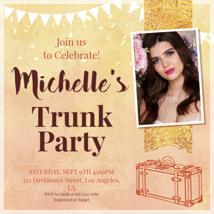 Golden Girl's Trunk Party Invite Instagram Po Template | PosterMyWall