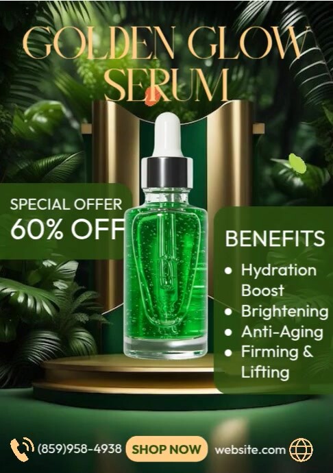Golden Glow Serum Template | PosterMyWall