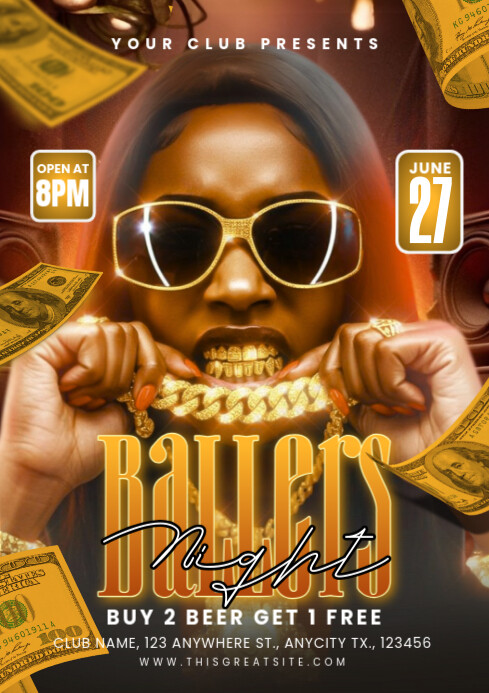 Copy of Golden Gradient Ballers Night Party A4 | PosterMyWall