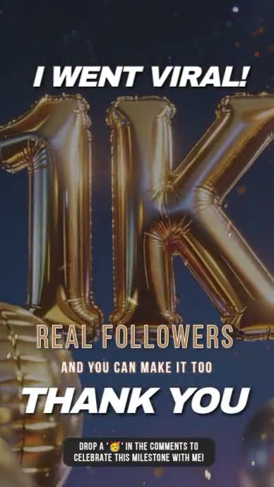 Golden Joyful Viral 1k Follower Milestone Reel Instagram Story Template ...