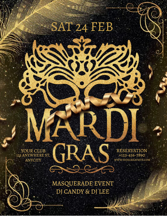 Golden Mask Mardi Gras Template | PosterMyWall