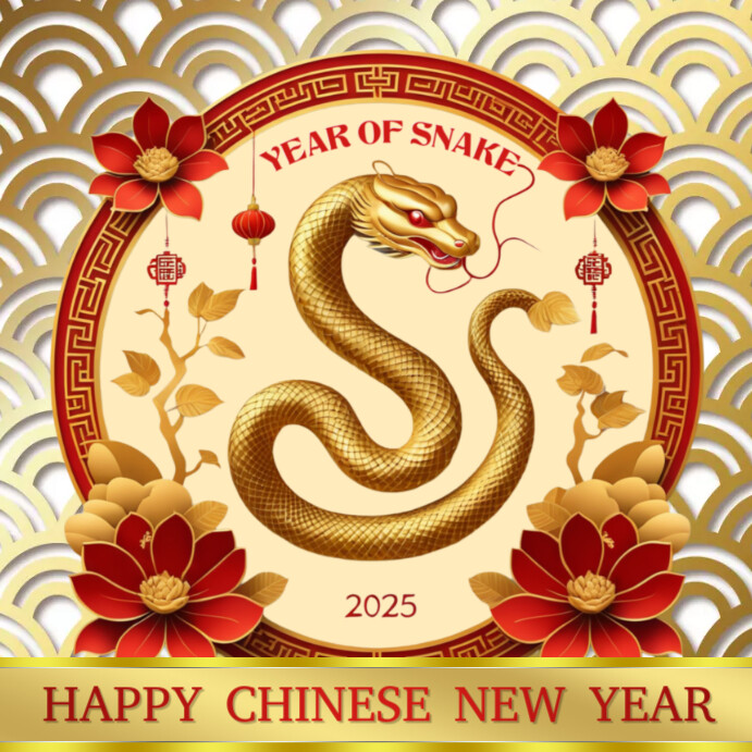 Plantilla de Golden Maximalist Golden Happy Chinese New Year 2025 Year ...