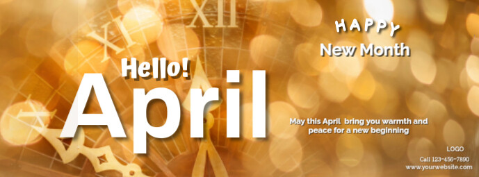 Plantilla de Golden Maximalist Hello april Facebook Cover Photo ...