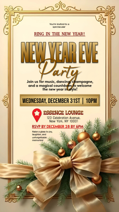Golden Maximalist Luxury New Year Eve Party Invitation Instagram Story ...