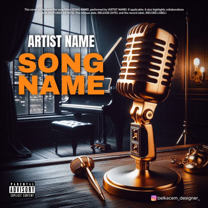 golden mic Album cover art Template | PosterMyWall