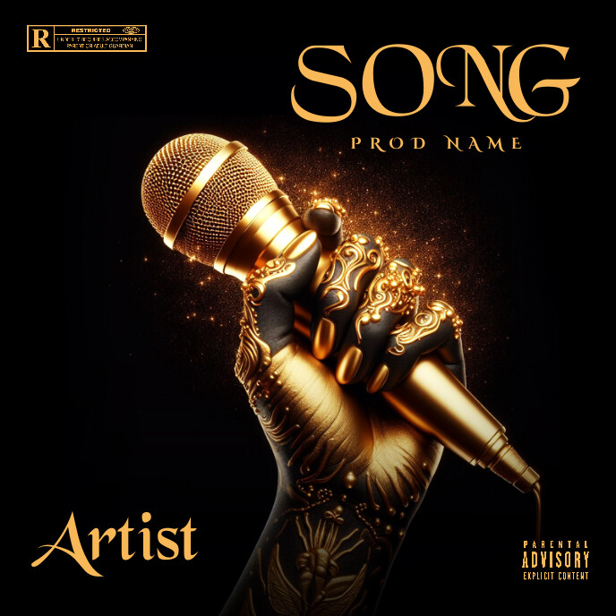 Golden Mic Album Cover Template | PosterMyWall