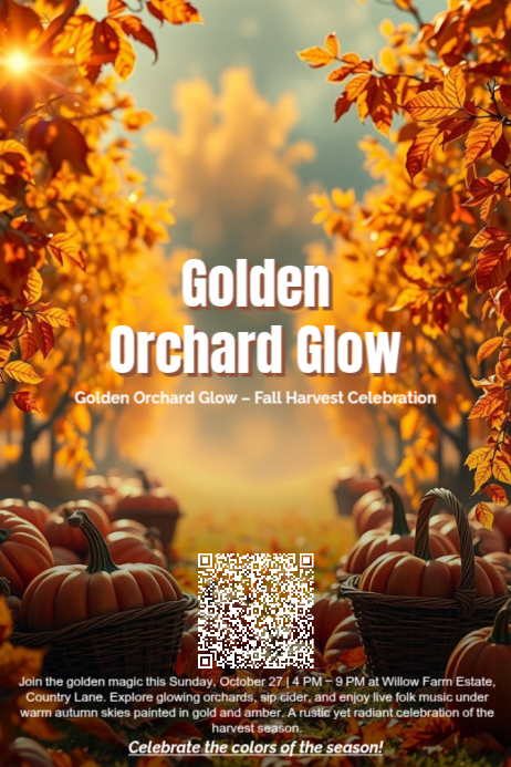 Golden Orchard Glow – Autumn Harvest Festival Poster Template ...