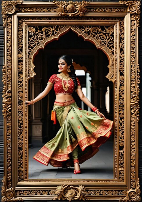 Plantilla de Golden picture frame Maha Saptami | PosterMyWall