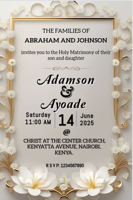 Copy of Golden Professional Wedding Invitation Card Poster | PosterMyWall