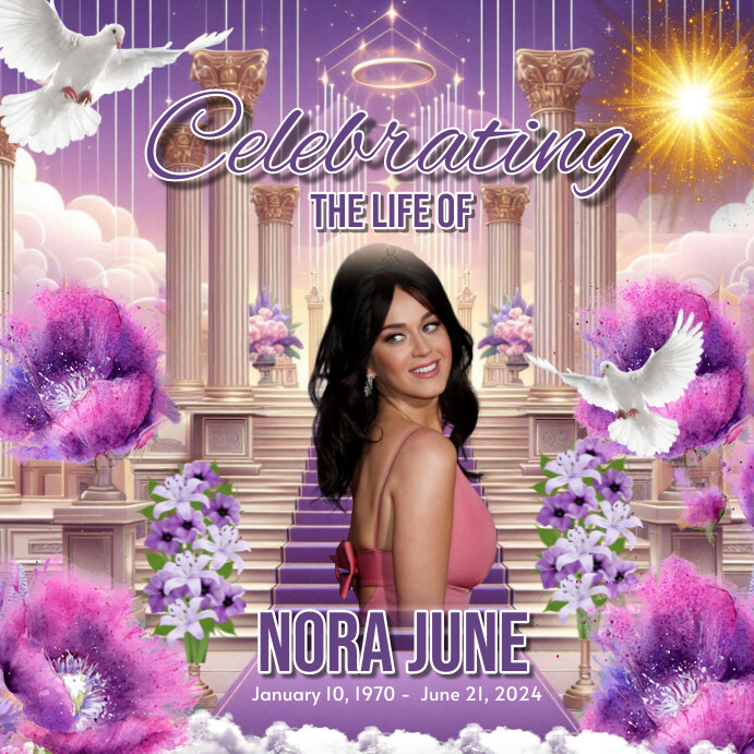 Copy of Golden Purple Memorial Funeral Announcement F | PosterMyWall