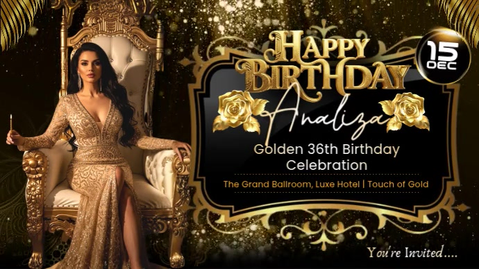 Golden Queen Birthday Celebration Banner Template | PosterMyWall