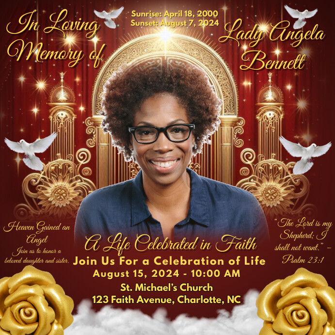 Golden Red Funeral Flyer Template | PosterMyWall