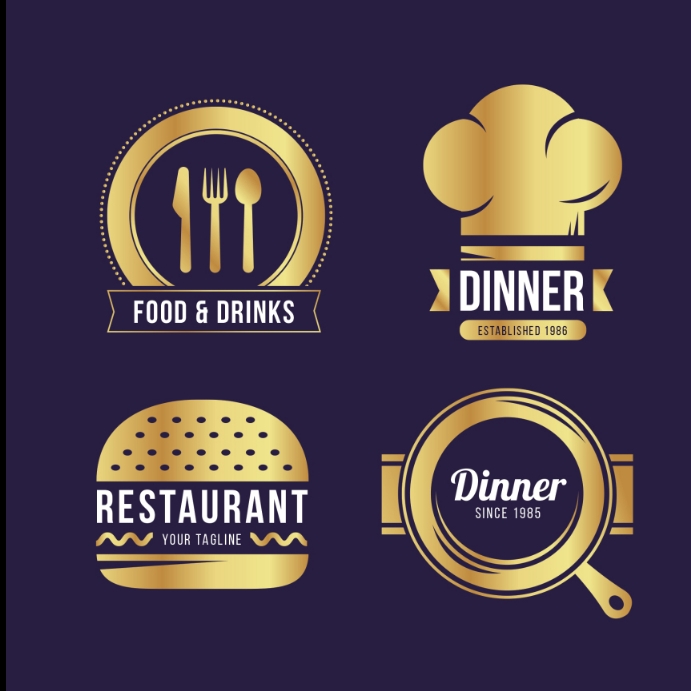 Golden restaurant logo collection Template | PosterMyWall