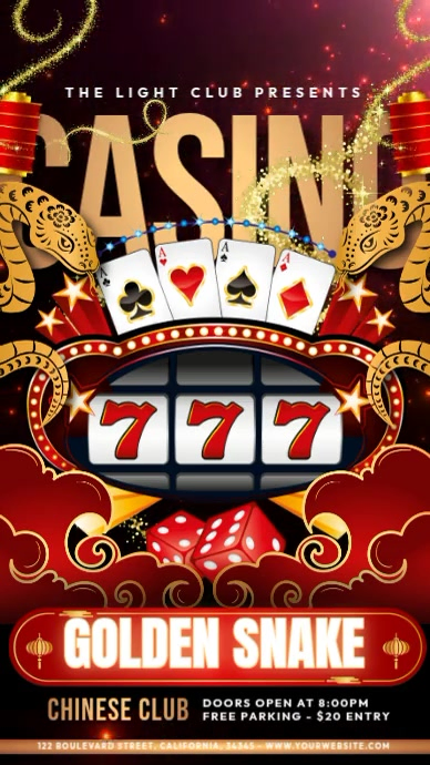 Golden Snake Casino Night Flyer Template | PosterMyWall