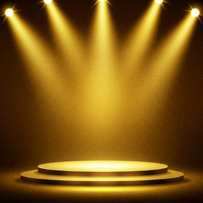 Golden Spotlight Stage Podium Template | PosterMyWall
